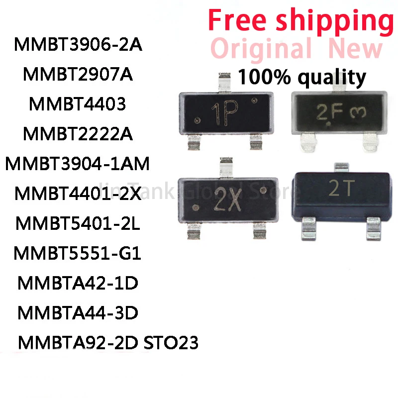 100PCS-MMBT2222A-MMBT2907A-MMBT3904-MMBT3906-MMBT4401-MMBT4403-MMBT5401 ...