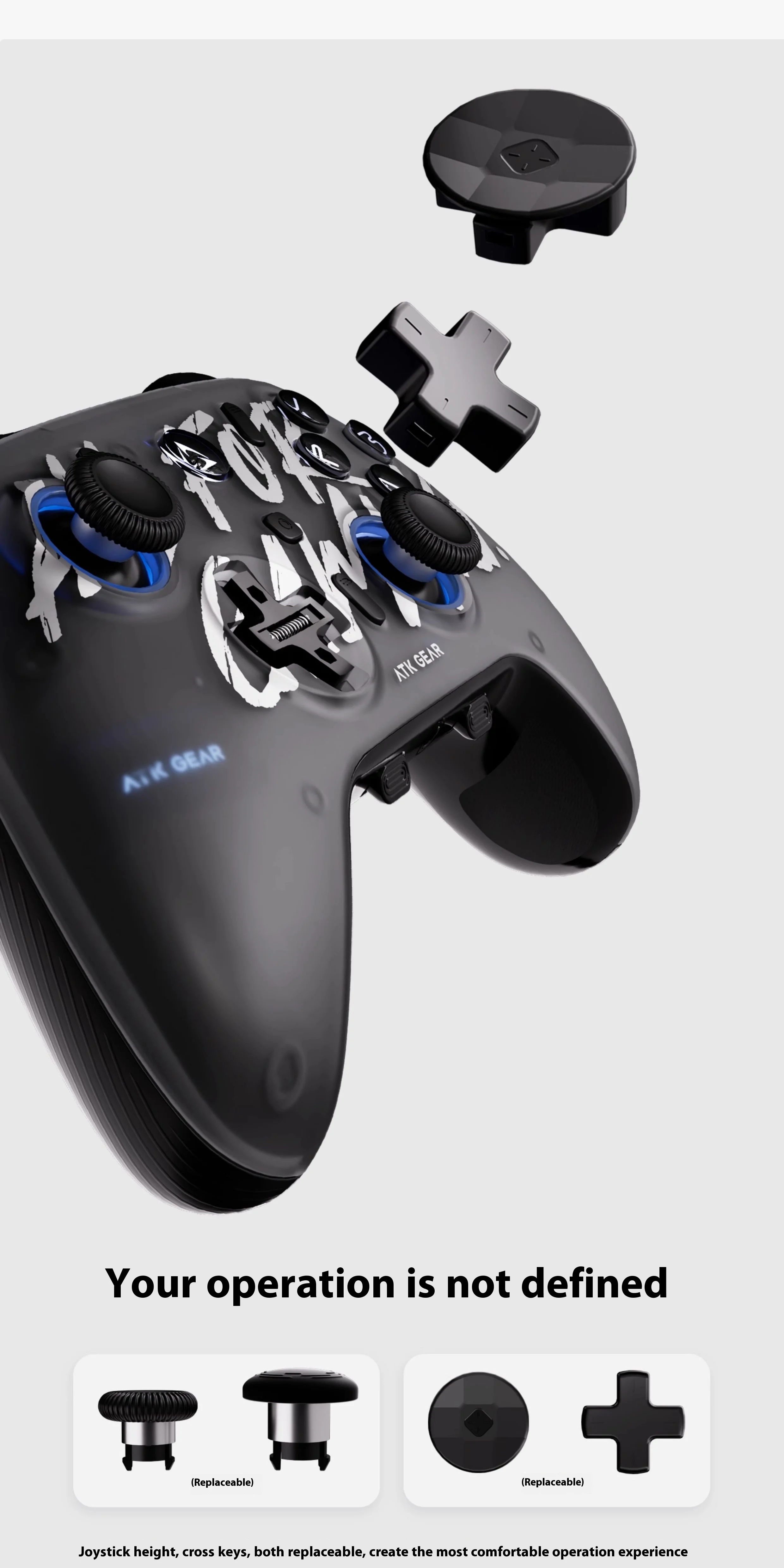 ATK Tomahawk Wireless Game Controller Tri-Mode 1000Hz Return Rate Gamp ...