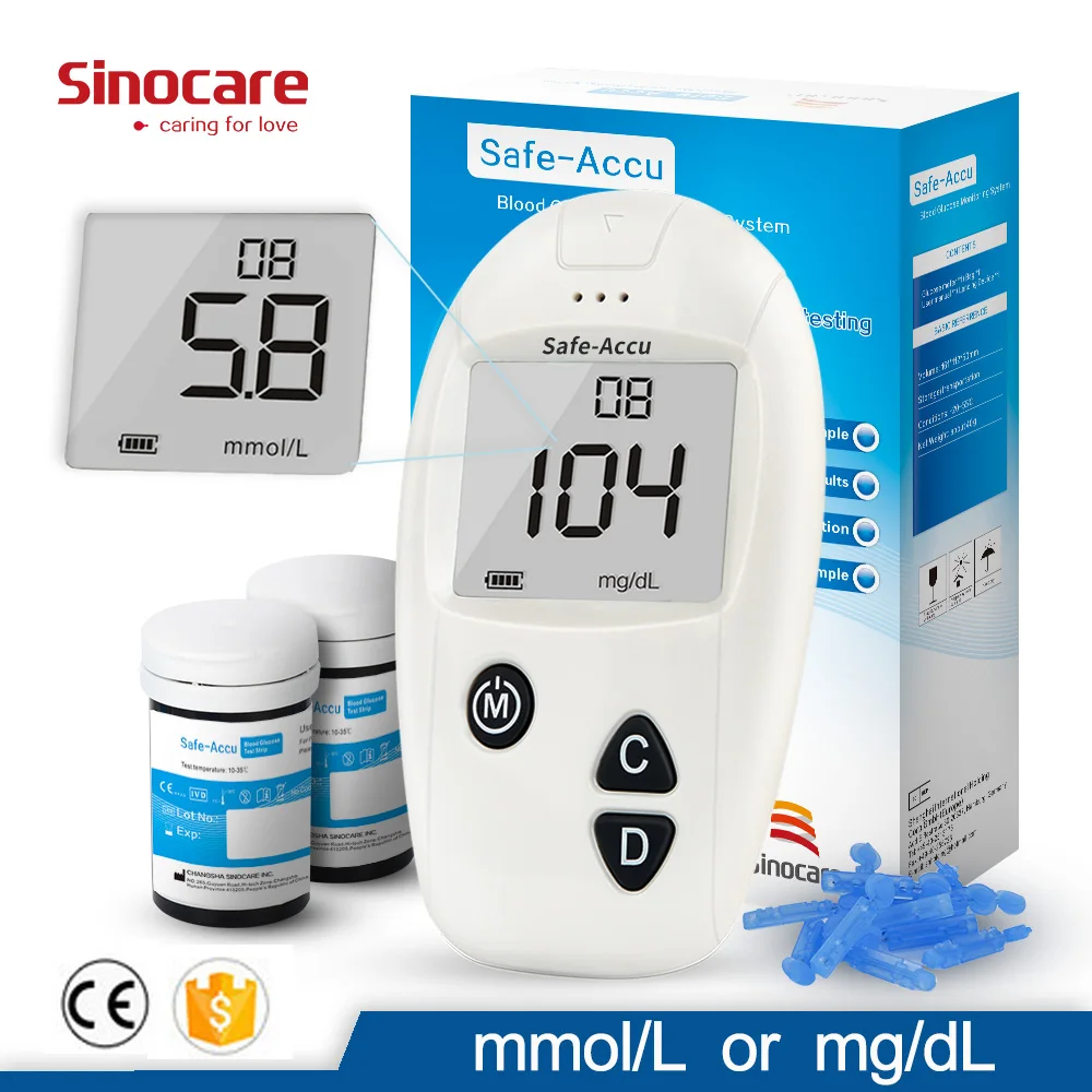 Sinocare-safe-accu-medidor-de-glicose-no-sangue-kit-glucometer-diabetes ...