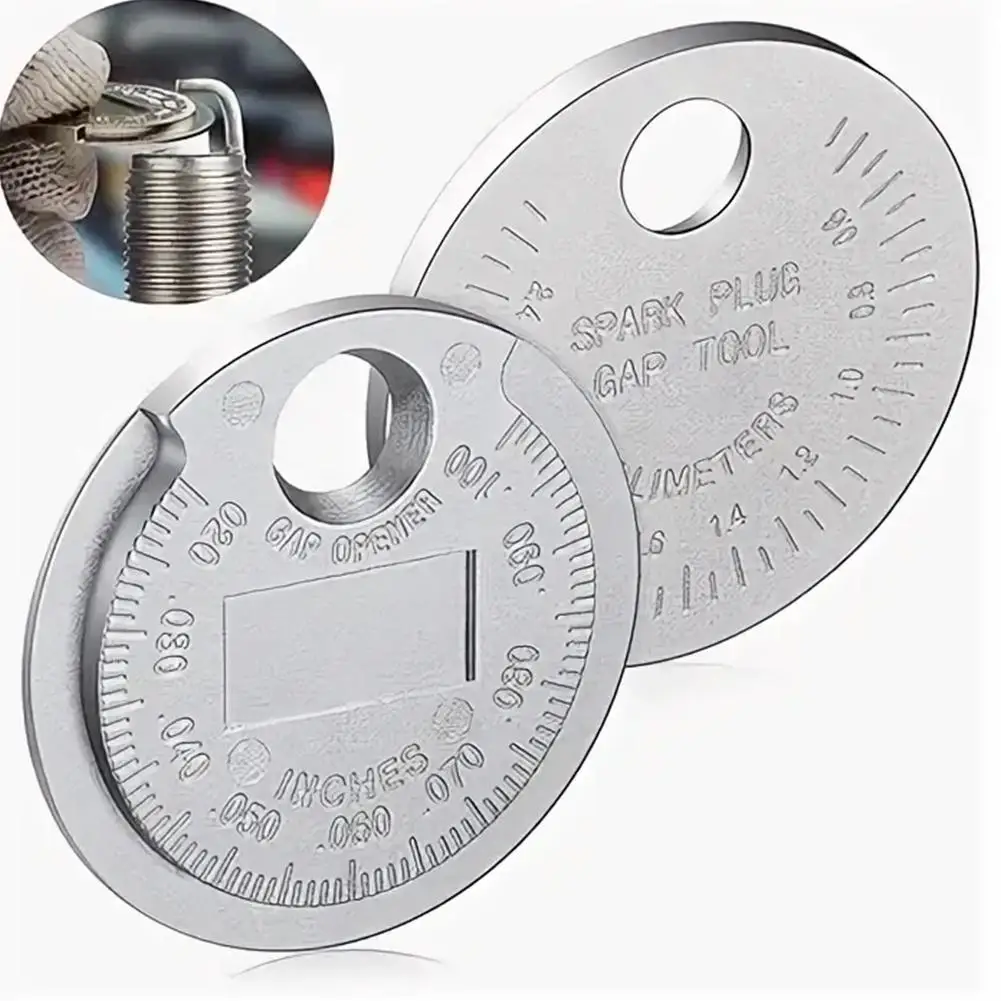 Coin-Type Gage Gap Feeler 0.6-2.4mm Range Silver Aluminum Alloy Spark ...