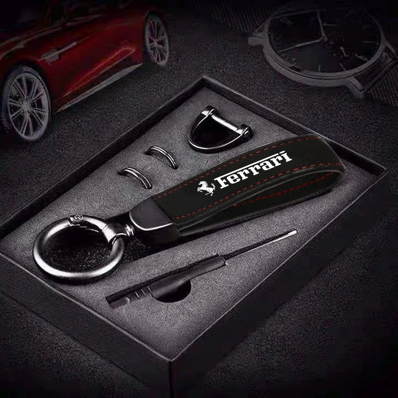 Suede Car Logo Keyring Keychain Key Chain Pendant for Ferrari Roma 488 ...