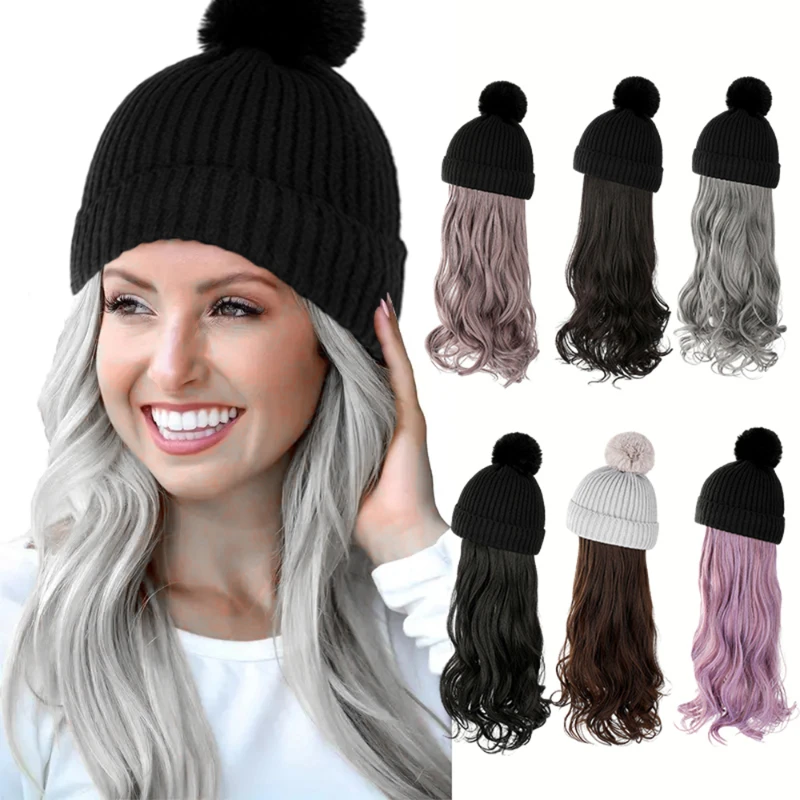 Peluca-de-gorro-sin-ala-para-mujer-extensiones-de-cabello-de-onda-larga ...