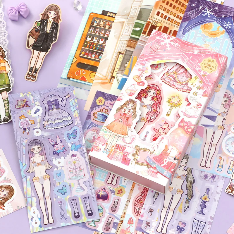 MOHAMM 50 Sheets Cute Girl Dress-up Outfit Stickers for Personalized ...