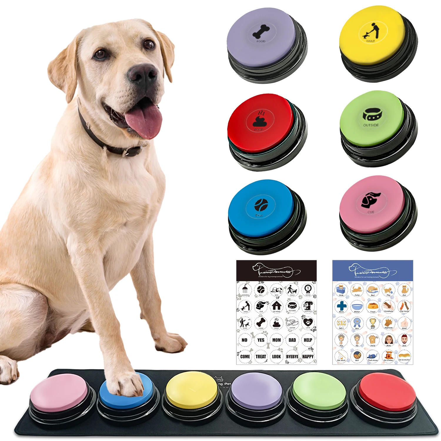 Soundboard-6-Dog-Buttons-1Rubber-Mat-2-Stickers-Recordable-Talking ...