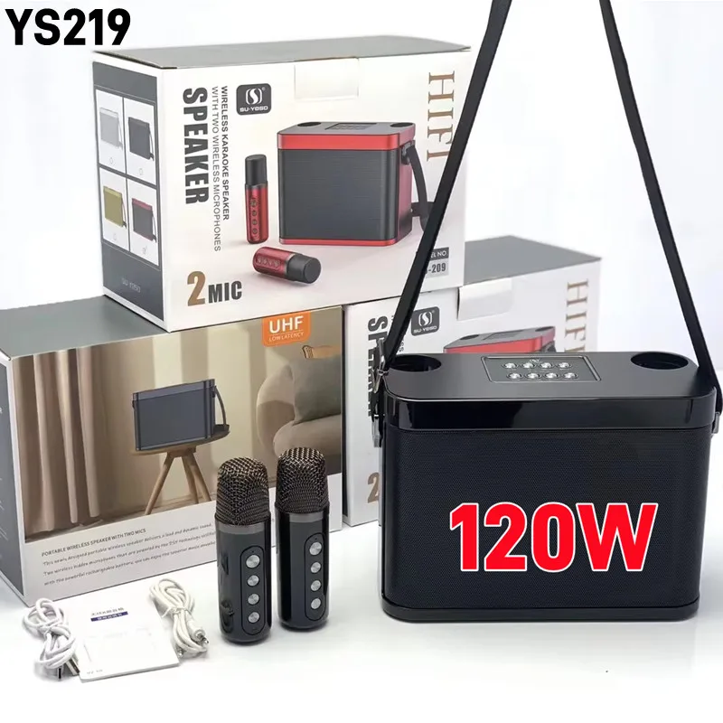 New-YS-219-Karaoke-Machine-Mini-Portable-Wireless-Bluetooth-Speaker-System-With-2-Microphones ...