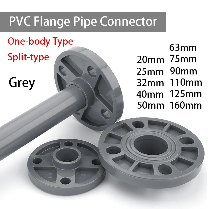 Grey PVC Flange Connector Water Pipe Equal Quick Joints Garden ...