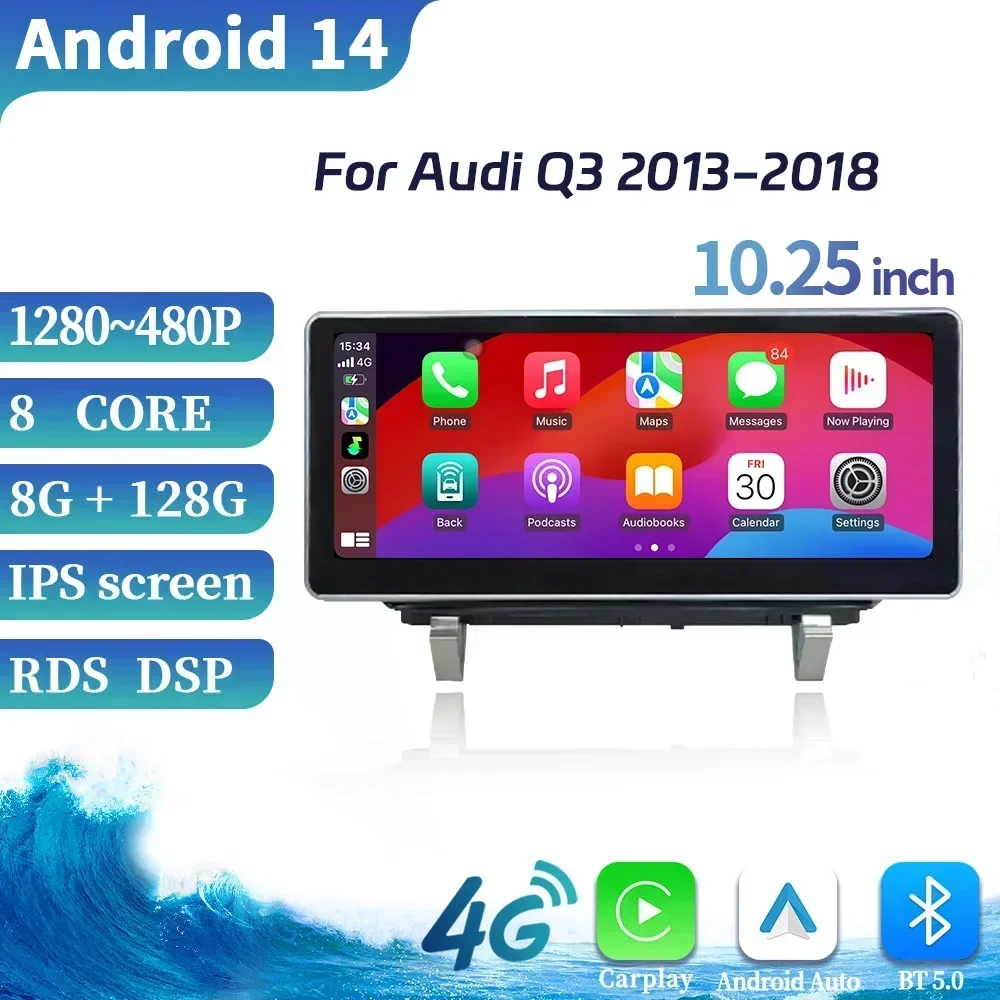10.25 "android 14 rádio do carro para audi q3 2013-2018 navegação ...