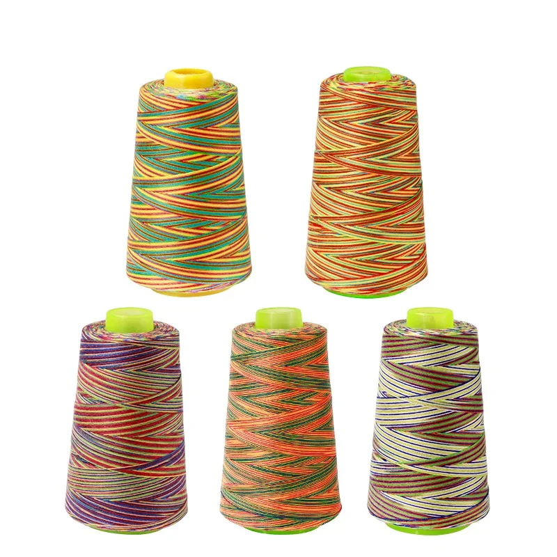 1Pcs-3000-Yards-Colorful-Rainbow-Line-20S-3-High-Speed-Polyester-Sewing ...