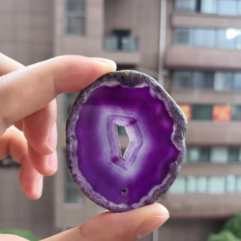 Natural Agate Geode Polished Irregular Crystal Slice Stone DIY Pendant ...