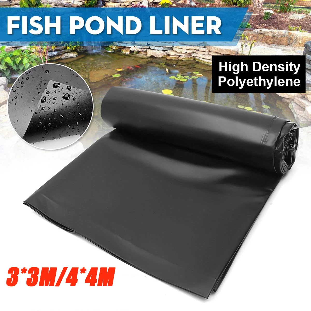 4X4m /3X3 Large Fish Pond Liner Garden Pools Reinforced Landscaping ...