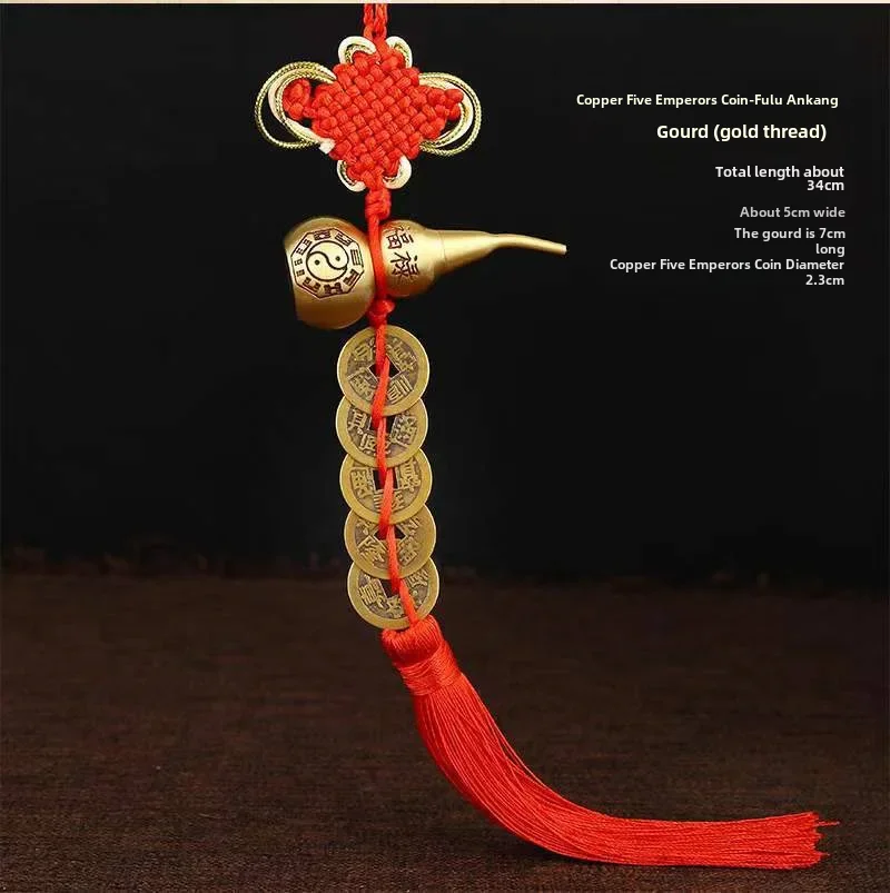 Copper-Gourd-Five-Emperor-Coins-Tiktok-Popular-Edge-Chinese-Wealth-Knot ...