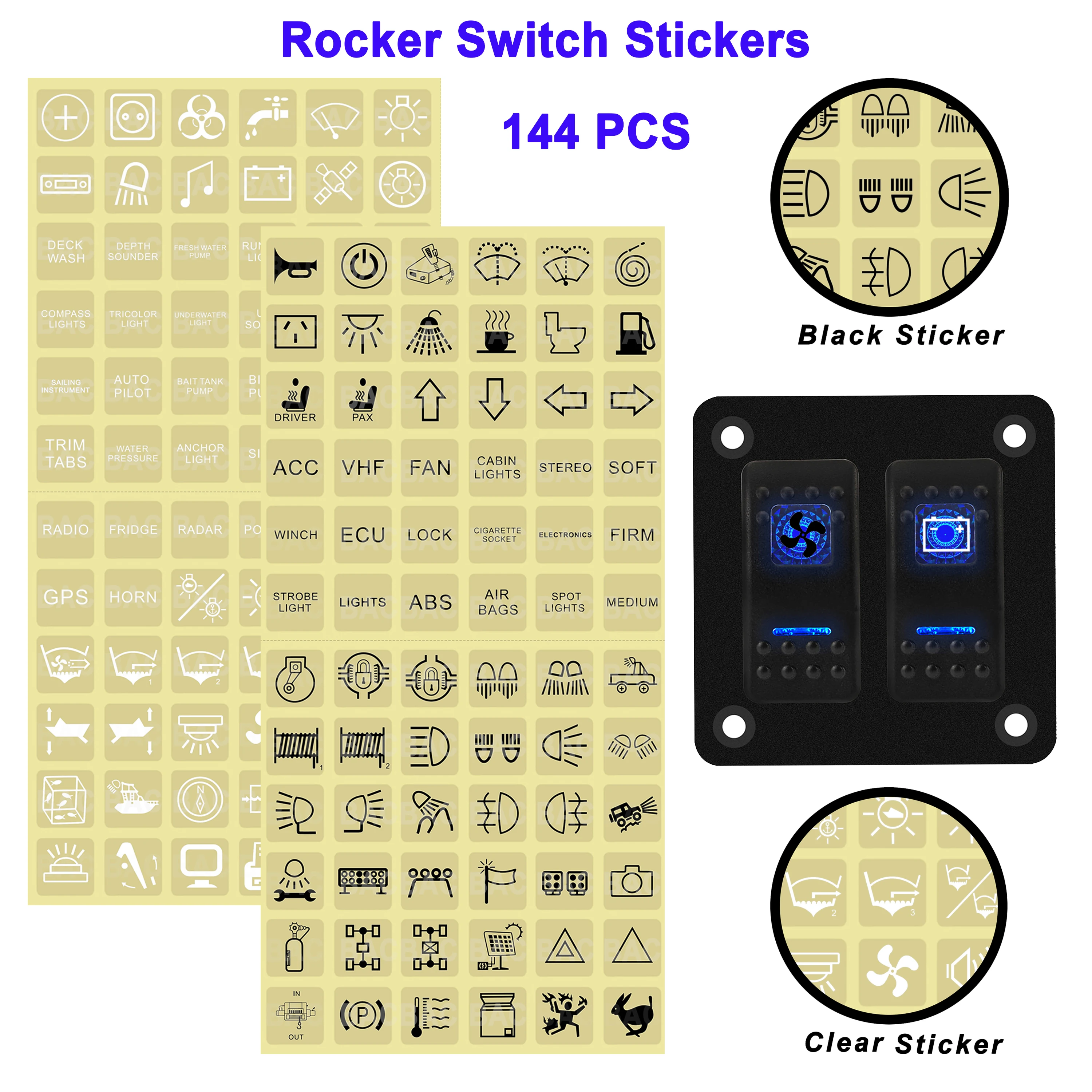 Clear-Black-Night-Glow-Switch-Stickers-Led-Backlit-Labels-For-Car-Boat ...