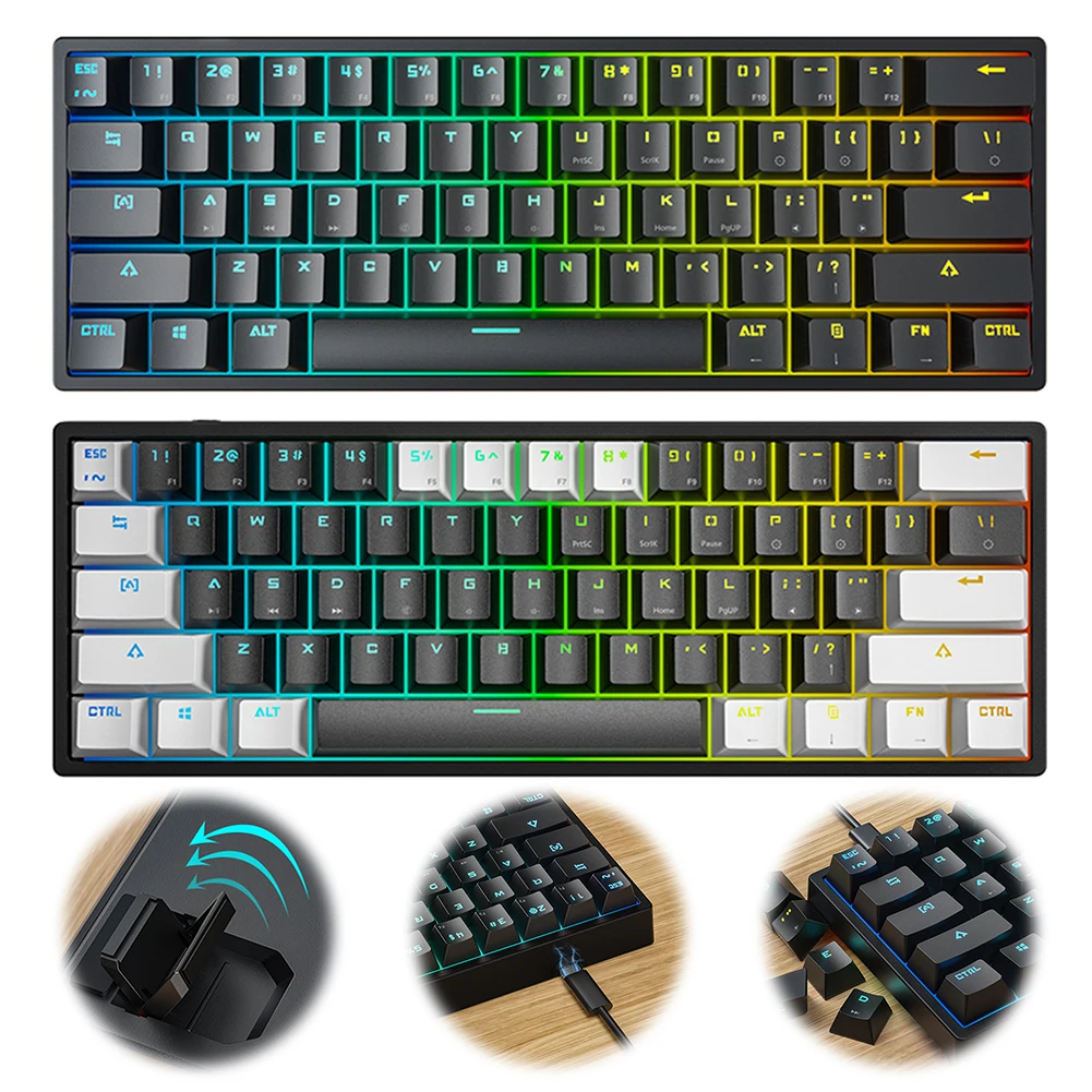 USB-Wired-Mechanical-Gaming-Keyboard-61-Keys-Mini-Wired-Office-Keyboard ...