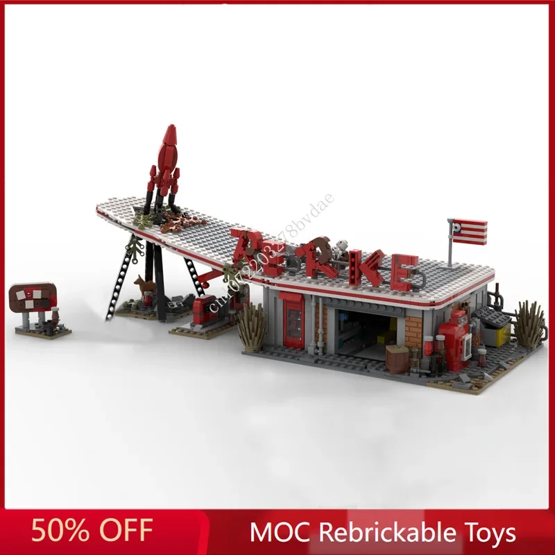 1285PCS-Customized-MOC-Modular-Fallout-4-Red-Rocket-Truck-Stop-street ...