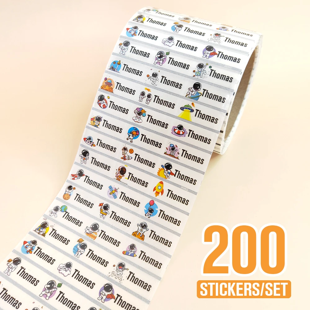 200pcs-Custom-Transparent-Astronaut-Name-Sticker-Waterproof-Labels ...