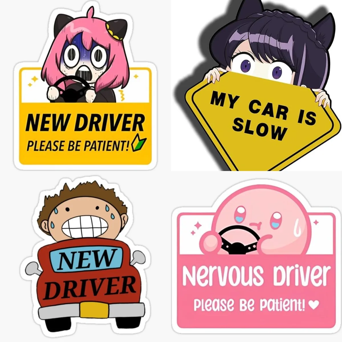 Car-Stickers-Viny-Nervous-New-Driver-Be-Patient-Warning-Decal-Auto ...