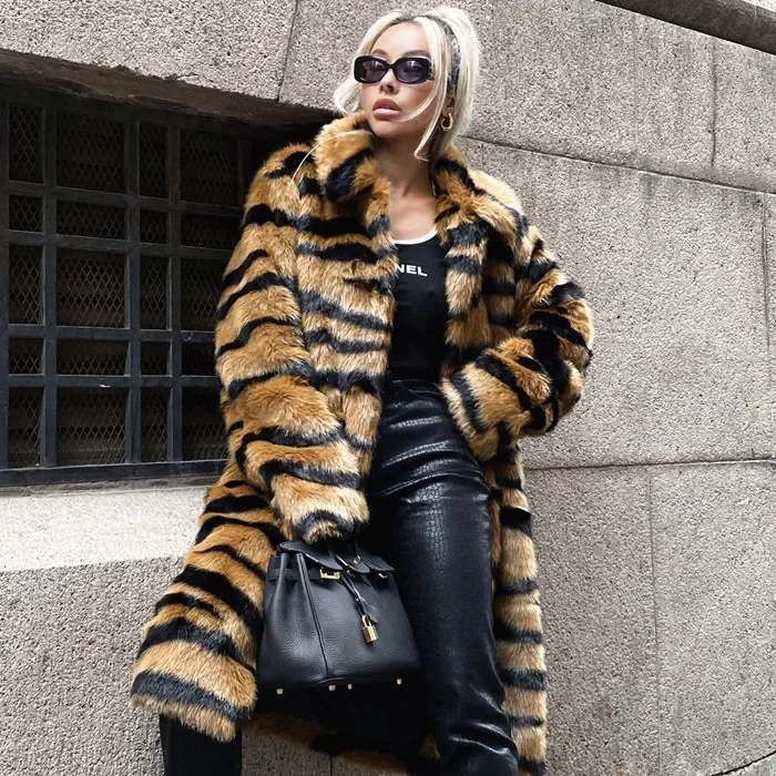 Fur-Imitation-Fur-Coat-Imitation-Tiger-Pattern-Fur-Lengthened ...