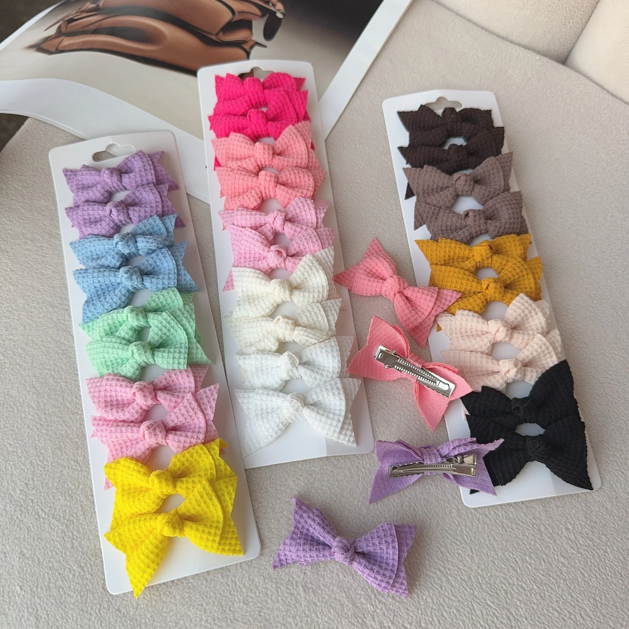 10Pcs/Set New Cute Solid Ribbon Bowknot Hair Clips for Baby Girls ...
