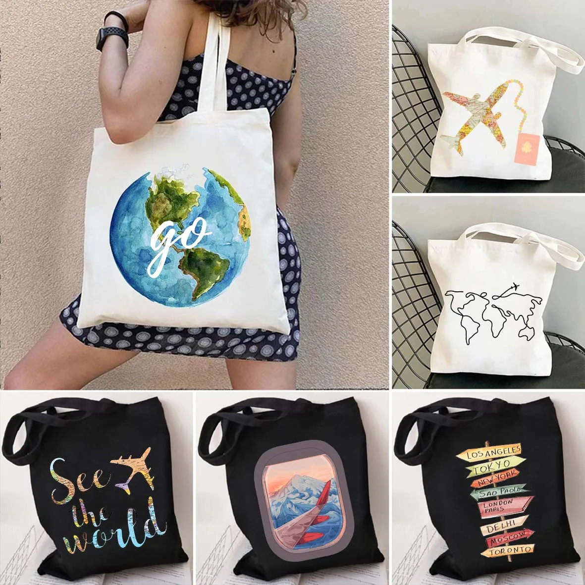 World-Traveler-Aesthetic-Sunset-Airplane-Window-bolso-de-compras-bonito ...
