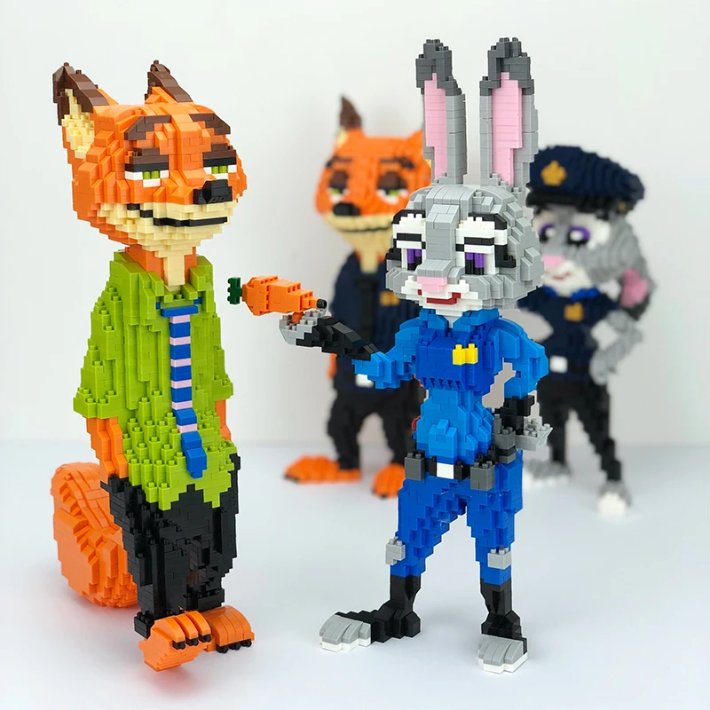 미니 블록 Zootopia 만화 그림 장난감 토끼 주디 폭스 모델 애니메이션 빌딩 블록 어린이 장난감 크리스마스 선물 - Hello