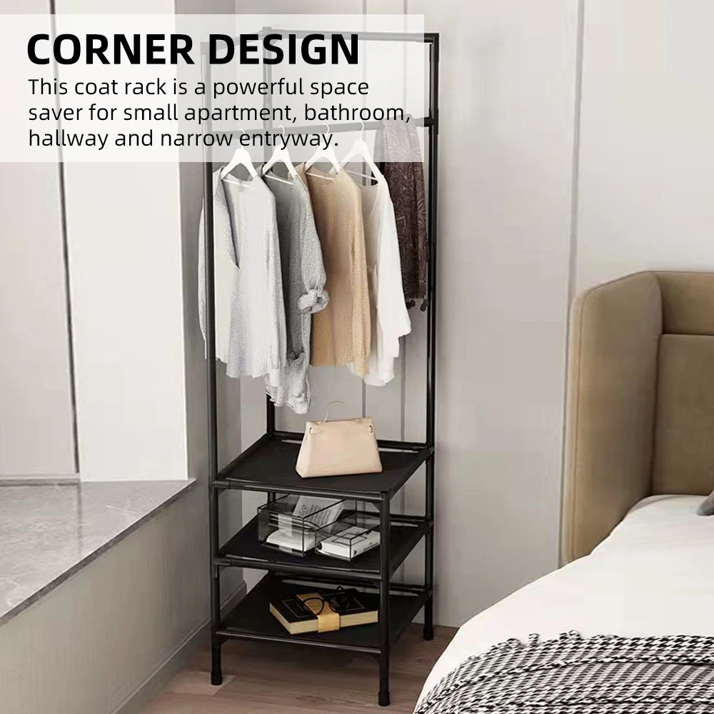 Corner Coat Rack Multi-function Floor Standing Clothes Hanger Racks ...