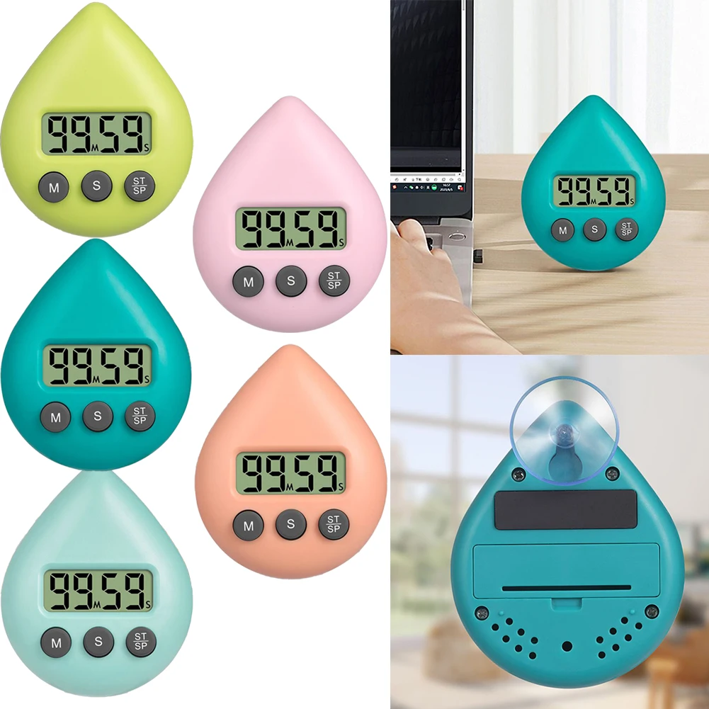 Digital Kitchen Timer Water Drop Electronic Alarm Clock Three Color ...