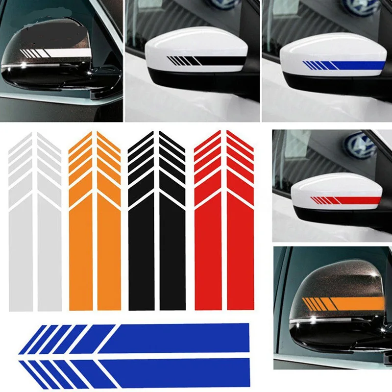 2pcs-Car-Racing-Stripe-Stickers-Rearview-Mirror-Reflective-Vinyl-Decals ...
