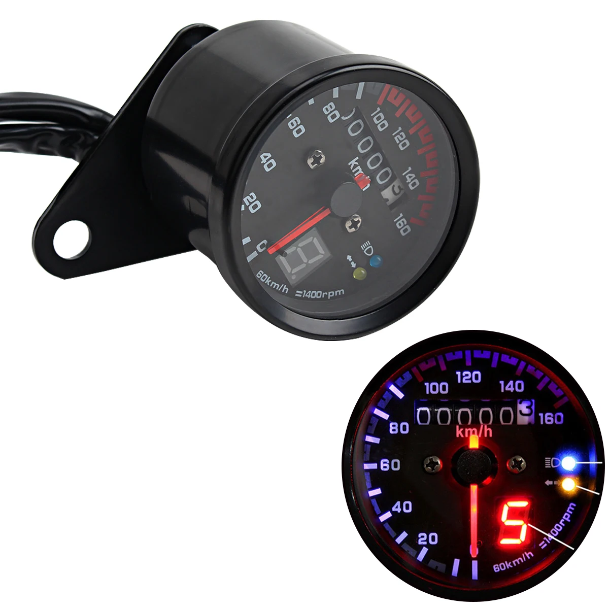 Universal Motorcycle Speedometer Odometer Gauge for Cafe Racer ...