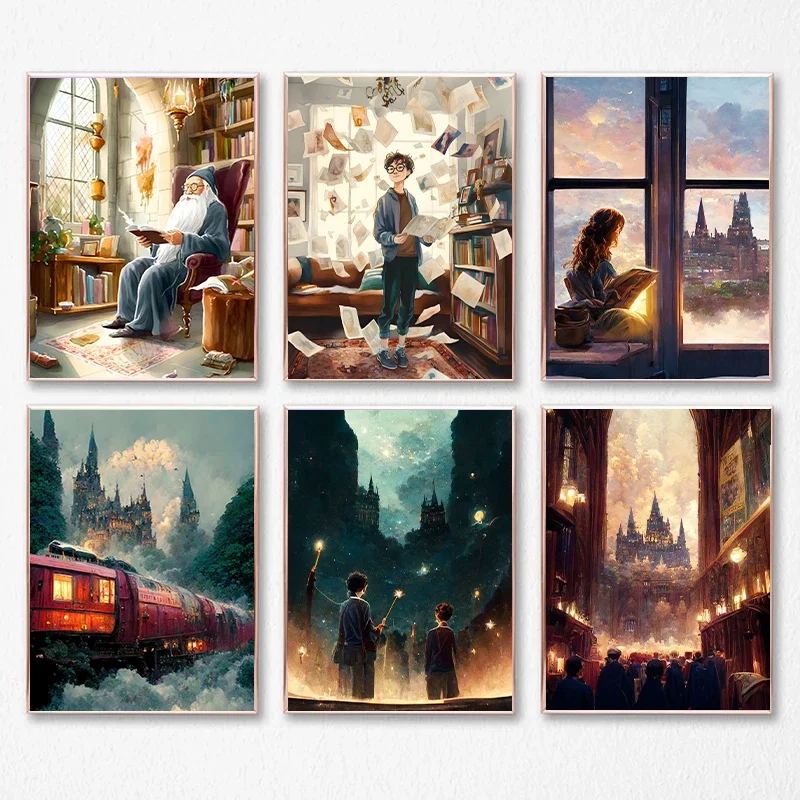 Classic-Magic-Movie-Wizard-World-Posters-Magic-School-Train-Canvas ...