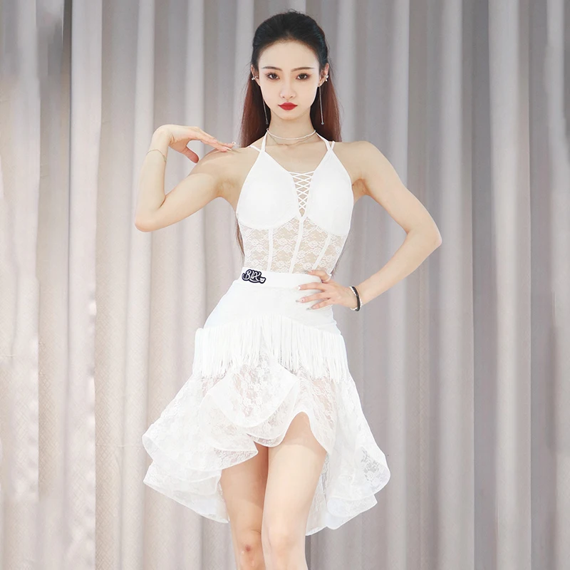 2023-New-Latin-Dance-Performance-Dress-For-Women-White-Tops-Lace ...