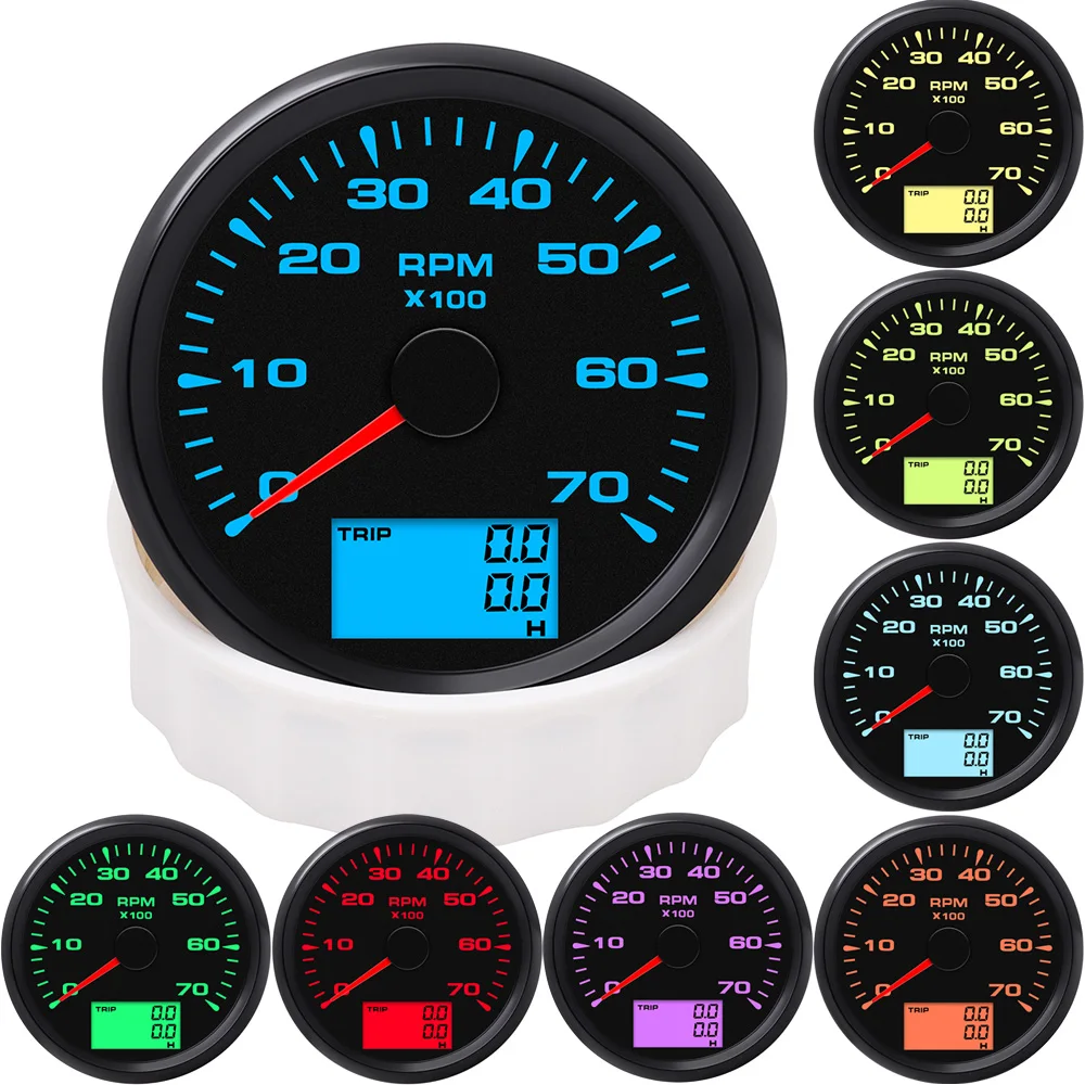 Digital 85mm Tachometer Gauge 4000/8000 RPM Tacho Gauge with 8 Colors ...