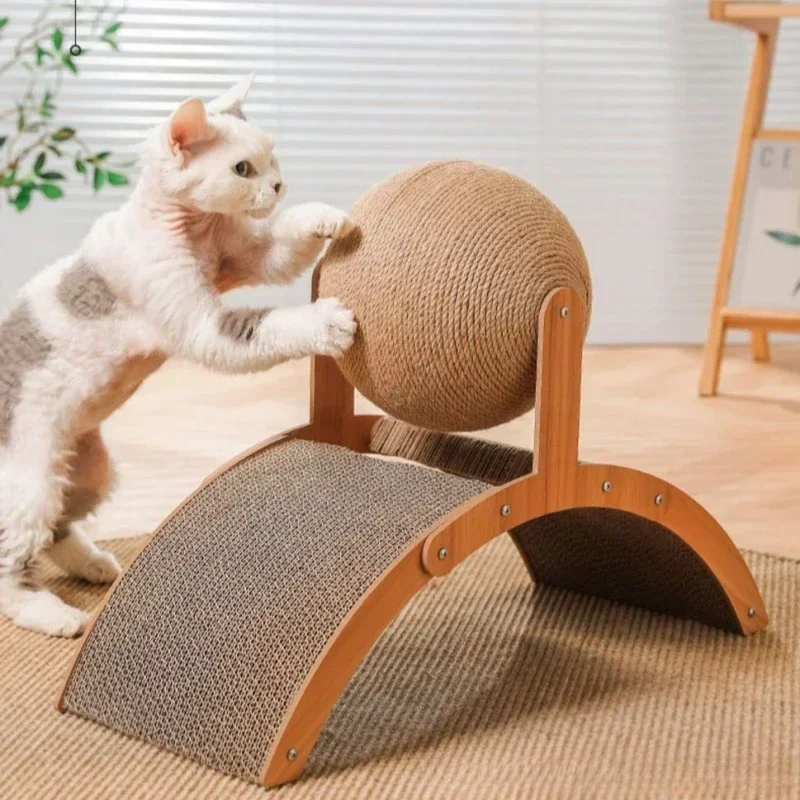 2-In-1-Wooden-Cat-Scratching-Ball-Cat-Scratcher-Sisal-Scratch-Board ...