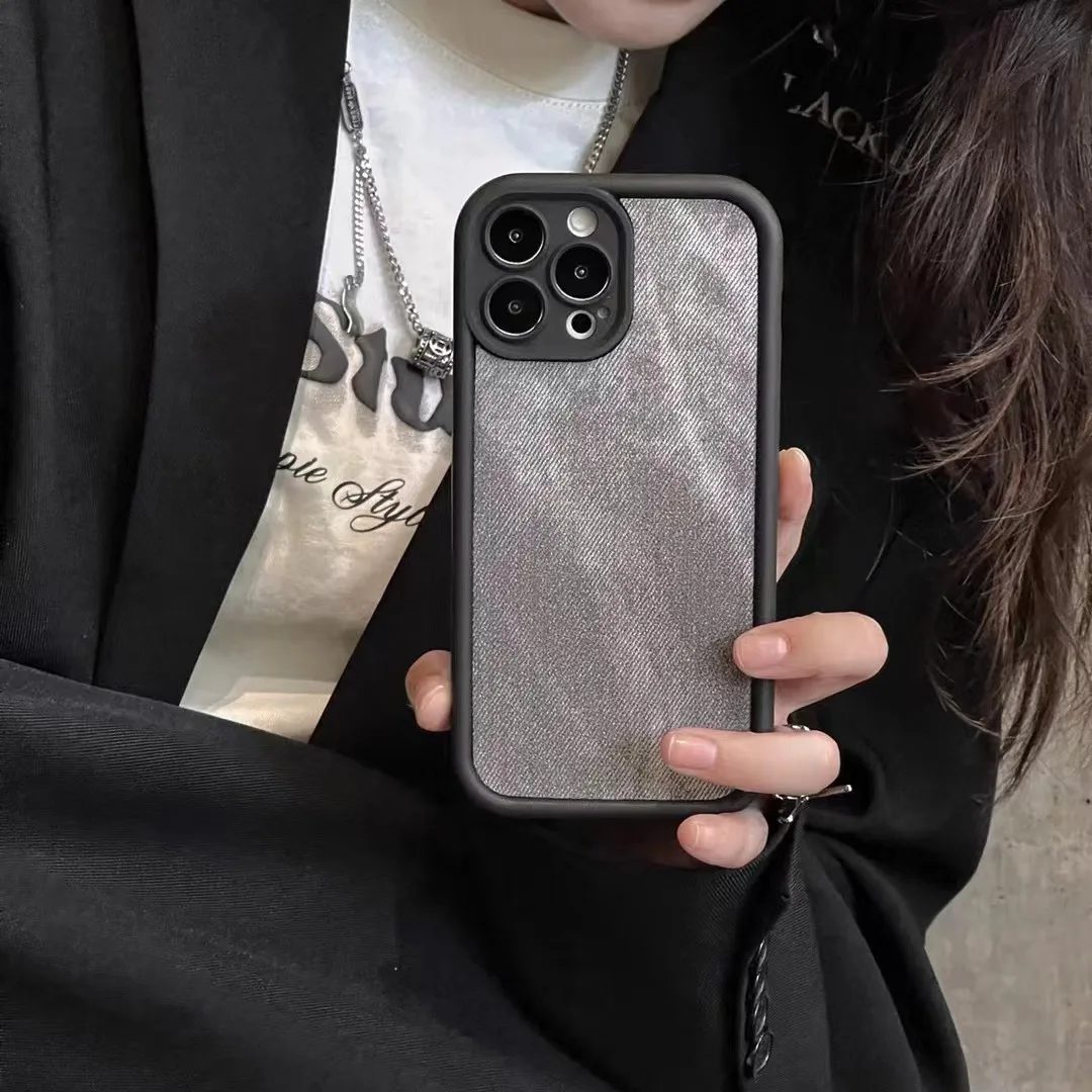 Denim-Cloth-Phone-Case-For-iPhone-11-12-13-14-15-Pro-Max-Plus-Soft ...
