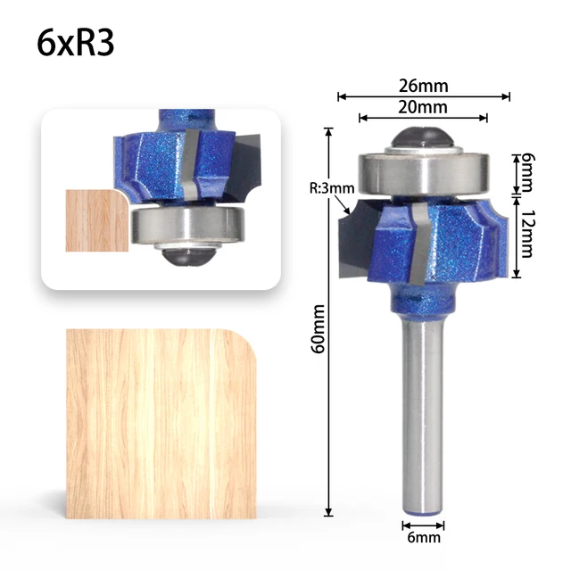 1pc 6mm 1/4 8 Shank Z4 Corner Round Router Bit R1 R2 R3 Trim Edging ...