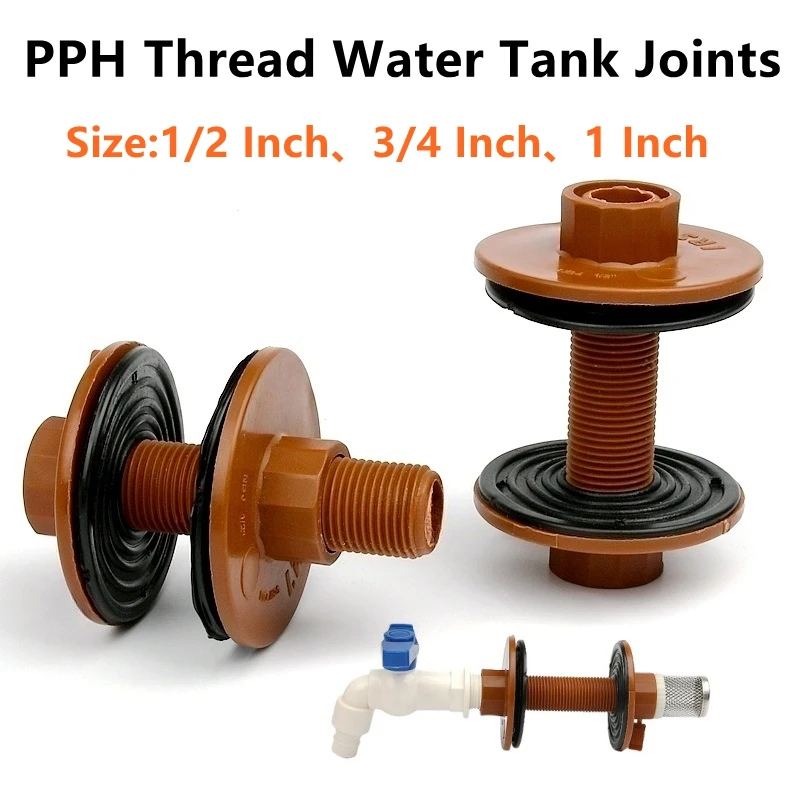 1PC 1/2‘’ 3/4‘’ 1‘’ PPH Connector Double Female Thread Water Tank ...