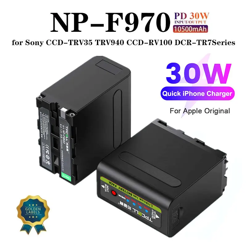 PD30W 10500mAh NP-F980 F970 NPF980D For Canon Battery with USB Charging ...