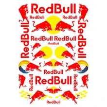 Vinyl Red Bull Stickers Logo Motorcycle Helmet Tank Decal Set
