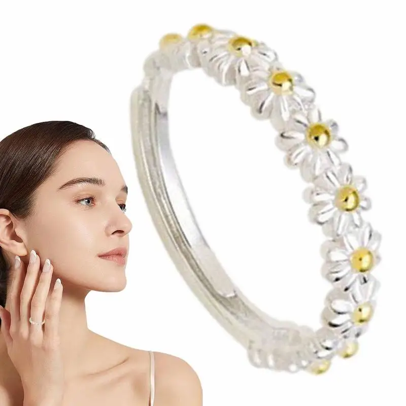 Daisy-Ring-Tiny-Dainty-Simple-Flower-Ring-Alloy-Rings-Stacking-Rings ...