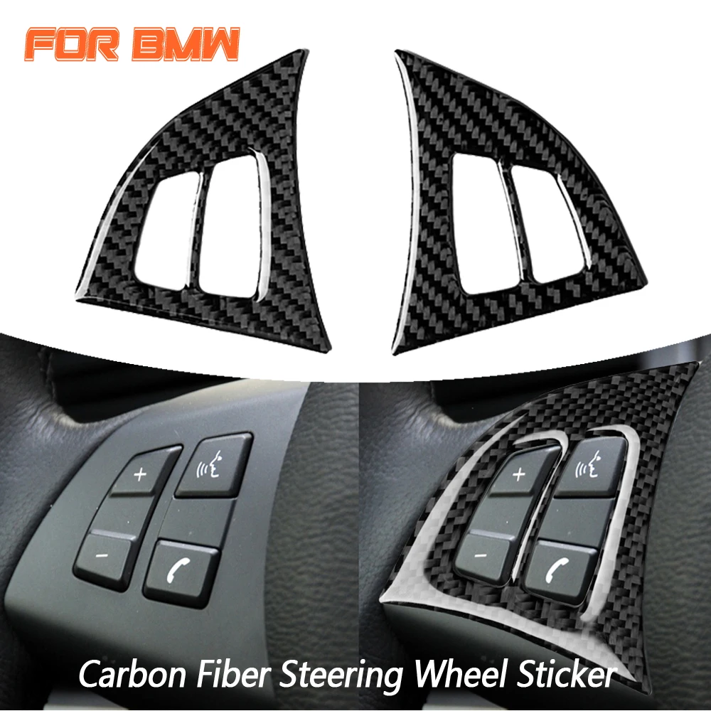 True Carbon Fiber Car Steering Wheel Button Decals Cover Trim Stickers ...