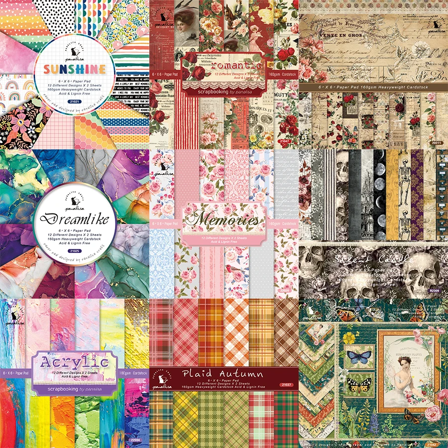 12-Sheet-Colorful-Vintage-Background-Scrapbooking-Paper-Journal-Planner ...