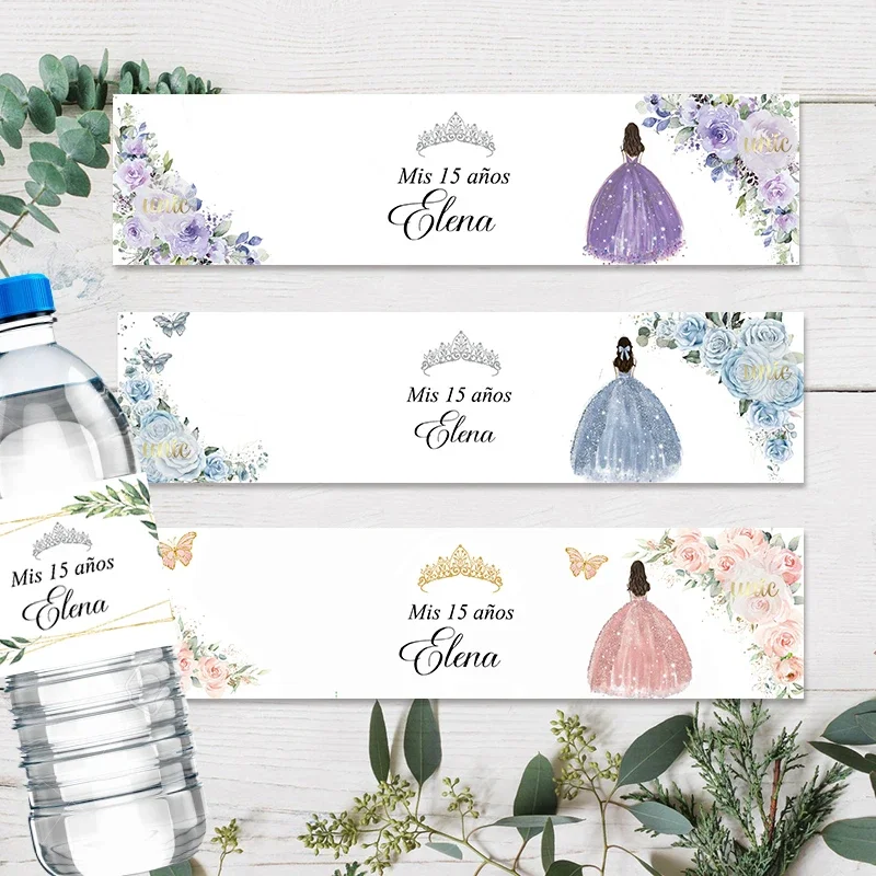 30pcs Personalise Mis 15 Años XV Mis Quince Water Bottle Labels ...