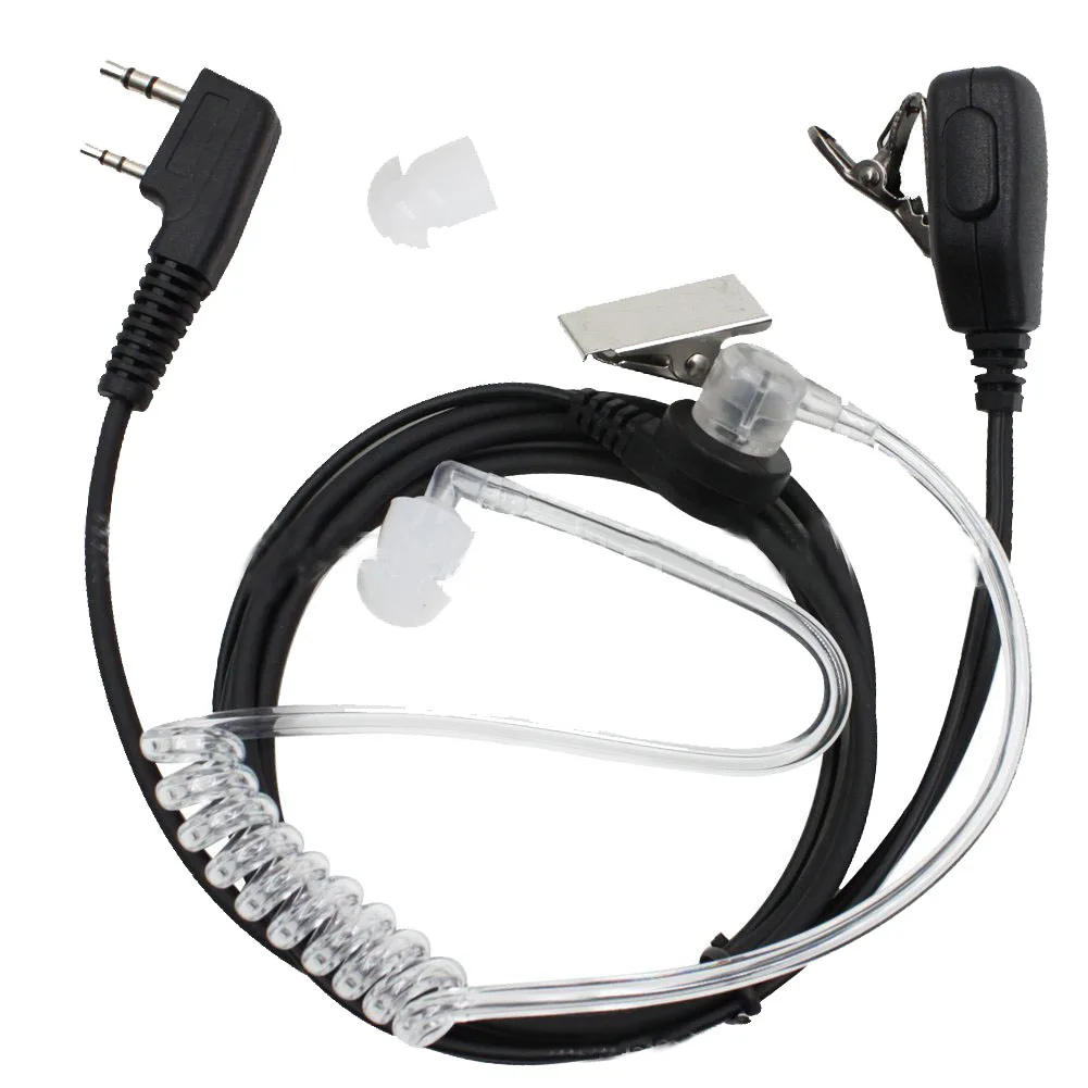 Newest-2-Pin-PTT-MIC-Headset-Covert-Acoustic-Tube-In-ear-Earpiece-For ...