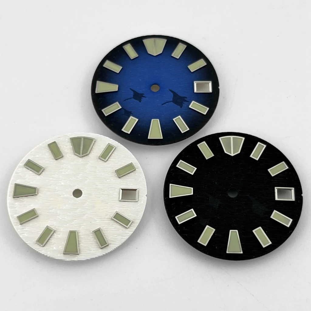 28-5mm-Sterile-Watch-Dial-With-Calendar-Window-Green-Luminous-Fit-NH35 ...