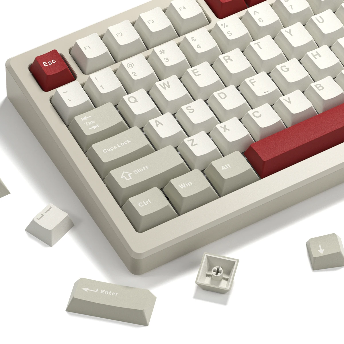 138-Keys-Retro-White-Grey-Red-PBT-Keycap-Double-Shot-Cherry-Profile-Key ...