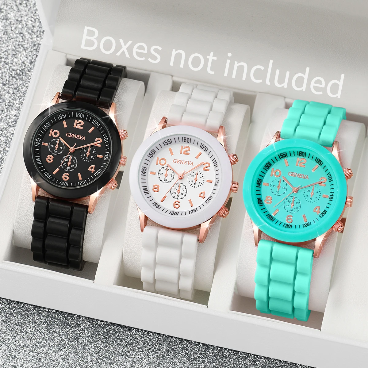 Reloj de cuarzo de silicona para mujer, conjunto de joyería verde ...