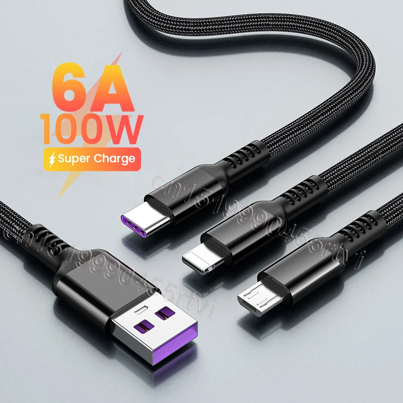 6A-3in1-SuperCharging-Cable-For-iPhone-14-13-12-Micro-USB-Type-C-Fast ...
