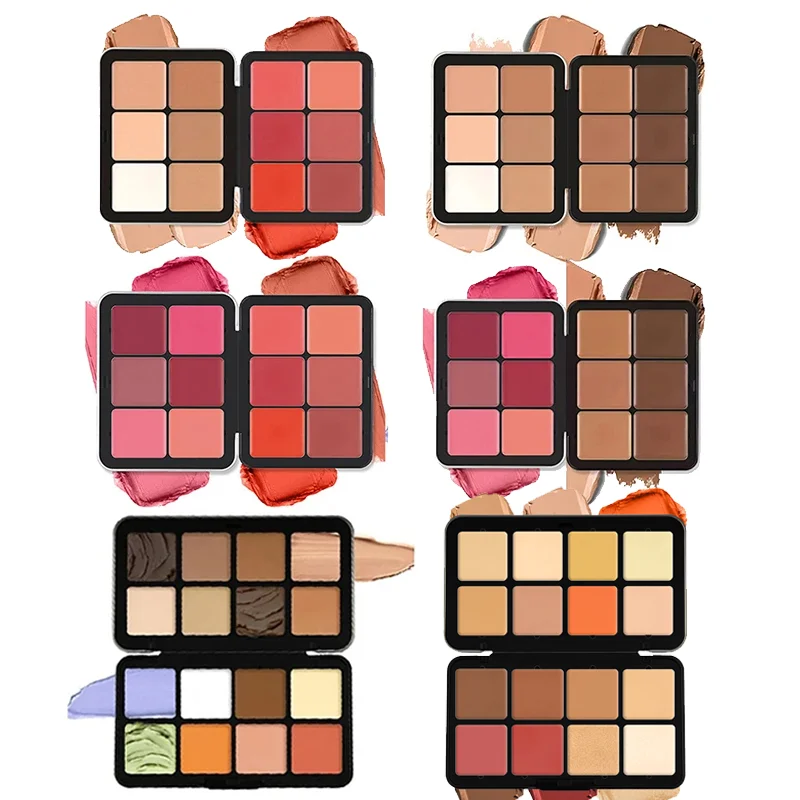 12-Color-Iron-Box-Blusher-Plate-Multi-Color-Cream-Blush-Plate-Concealer ...