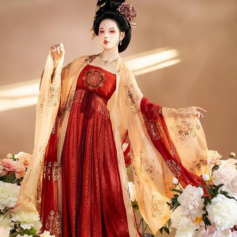 Vestido Hanfu de la antigua dinastía Tang para mujer, traje tradicional ...