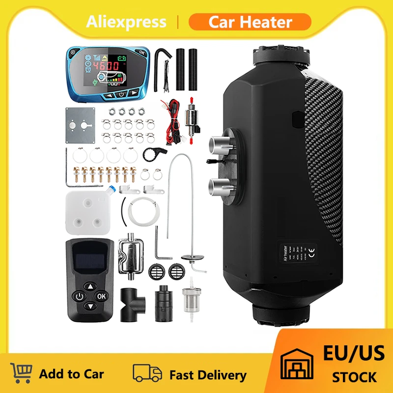 2KW 12V Diesel Air Heater 10L Tank w LCD Remote Control Thermostat ...