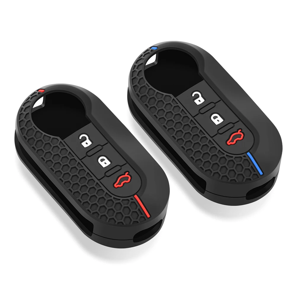 3-Buttons-Silicone-Car-Key-Case-Cover-for-Fiat-500-Flip-Folding-Remote ...